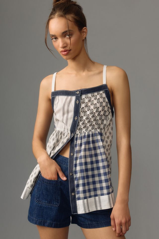 Pilcro Sleeveless Square-Neck Patchwork Top | Anthropologie UK