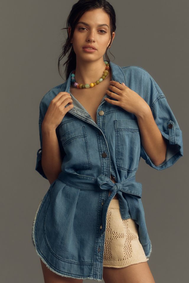 Pilcro Surfside Denim Tunic Top | Anthropologie UK