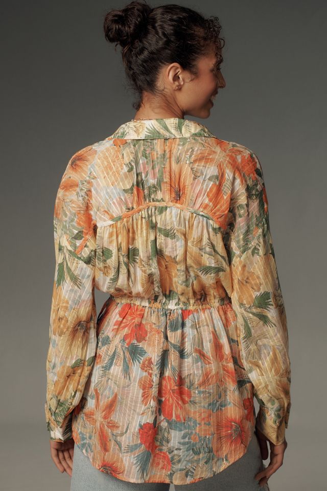 Pilcro Long-Sleeve Wrap Tunic Blouse | Anthropologie