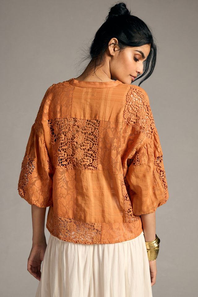 The Odells Lace Patchwork Blouse | Anthropologie