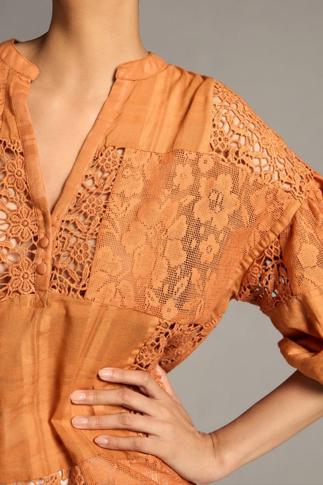 The Odells Lace Patchwork Blouse | Anthropologie
