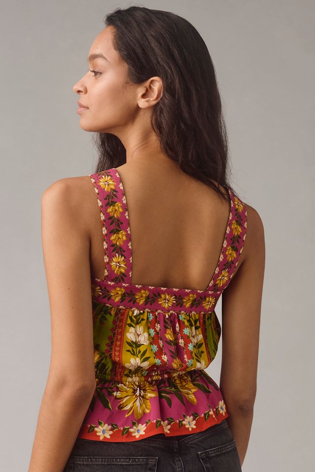 Farm Rio Mixed Patterned Tie-Waist Tank | Anthropologie