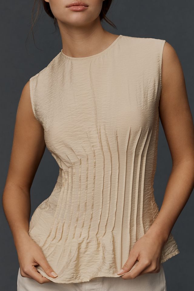 The Della Pleated-Waist Shell Top | Anthropologie