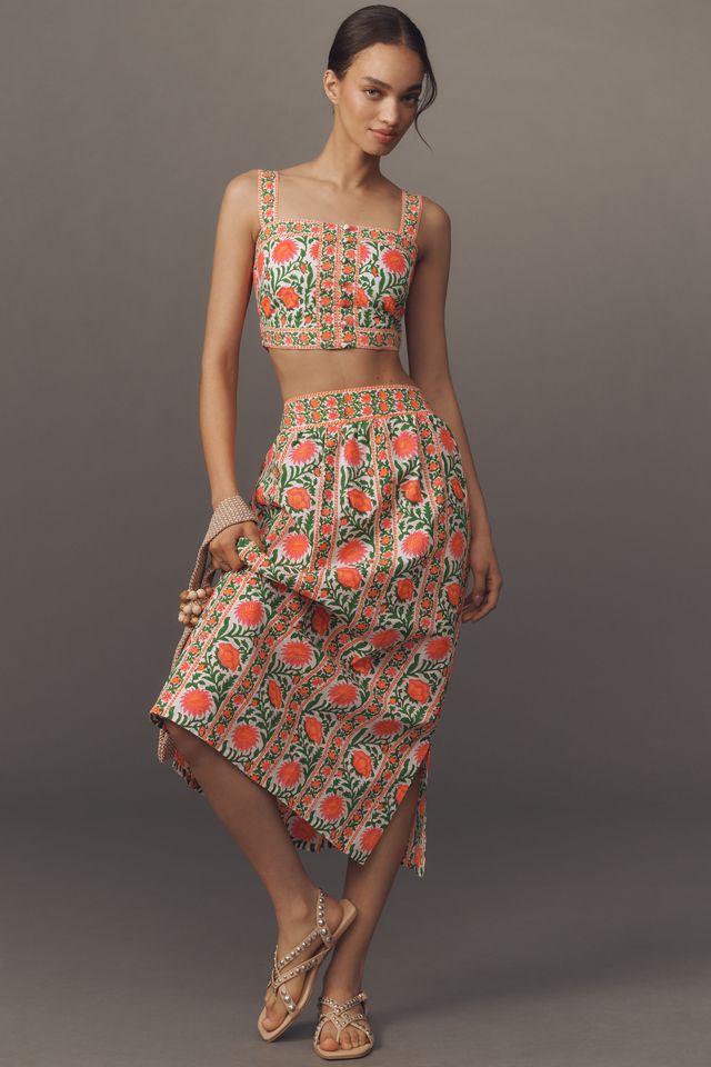 Pink City Prints Lucia Cropped Top | Anthropologie
