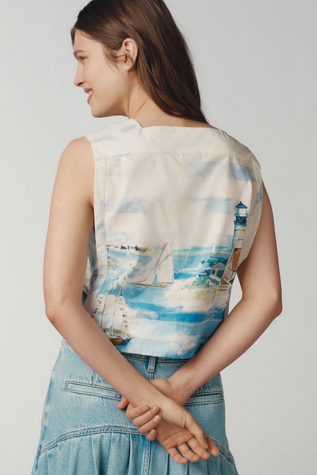 Maeve Sleeveless Button-Shoulder Sailor Blouse | Anthropologie