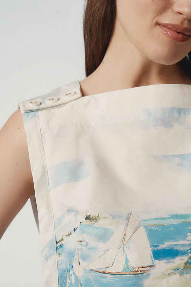 Maeve Sleeveless Button-Shoulder Sailor Blouse | Anthropologie