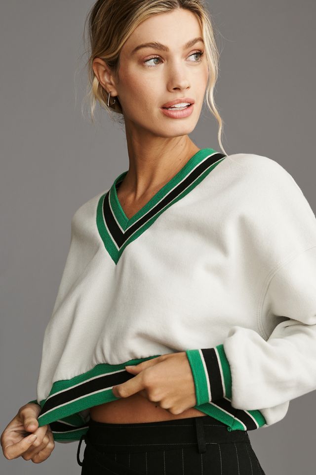 Anna Sui Ribbed Stripe-Trim Sweatshirt | Anthropologie