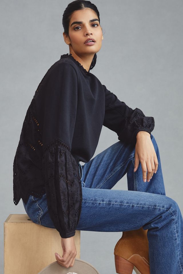 Forever That Girl Eyelet Sweatshirt | Anthropologie