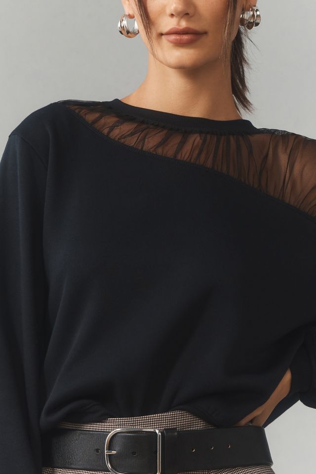 Maeve Sheer-Shoulder Pullover Knit Top | Anthropologie