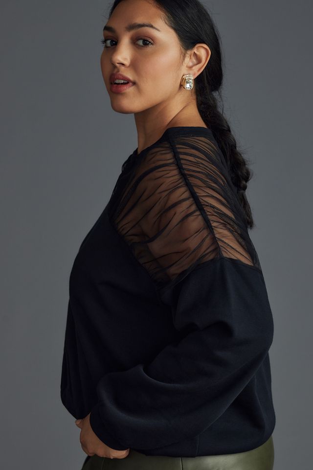 Maeve Sheer-Shoulder Pullover Knit Top | Anthropologie