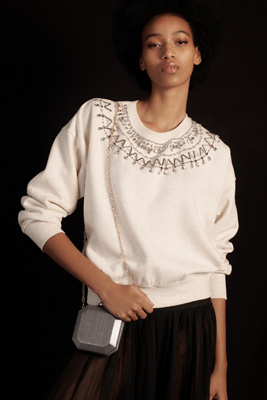 Maeve Embellished Collar Crew Neck Sweatshirt | Anthropologie UK