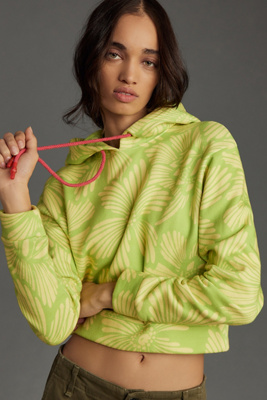Farm Rio x Anthropologie Printed Cropped Hooded Sweatshirt | Anthropologie