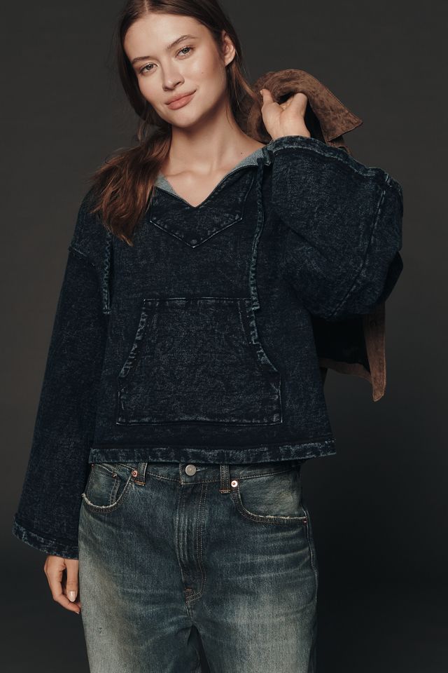 Ever LA Indigo French Terry Hooded Sweatshirt | Anthropologie
