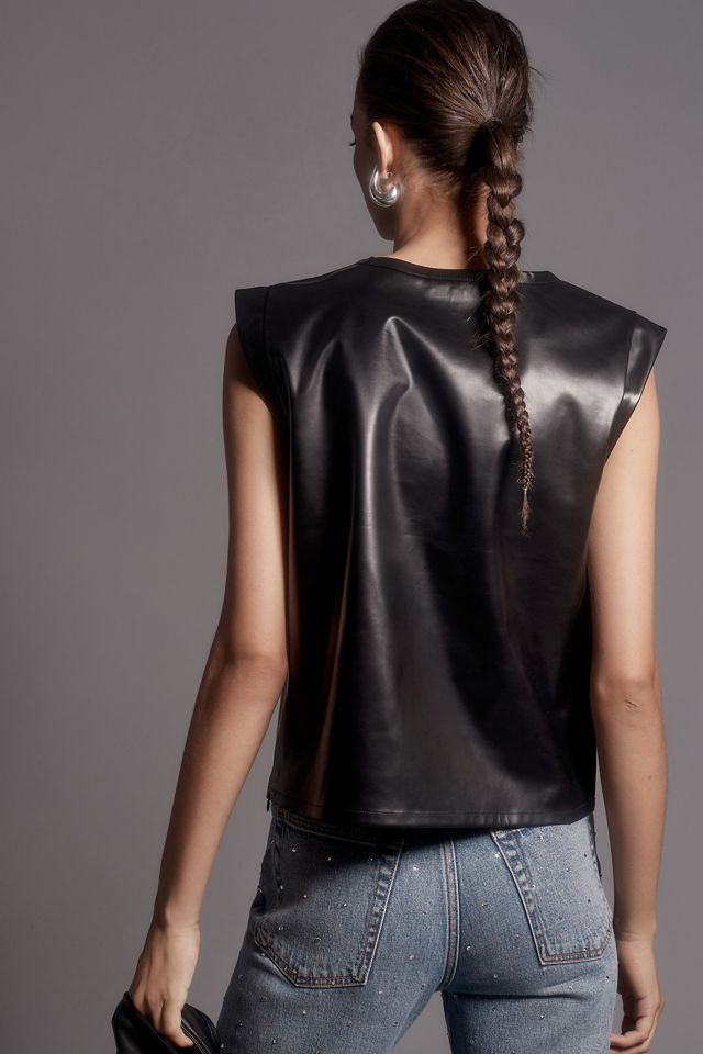 Porridge Faux Leather Top | Anthropologie