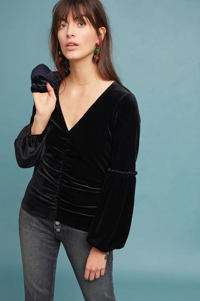 Ruched Velvet Top | Anthropologie