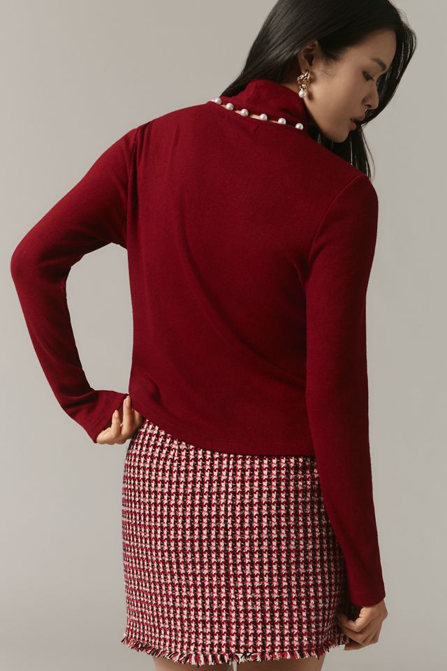 Design History Pearl-Trim Turtleneck Top | Anthropologie