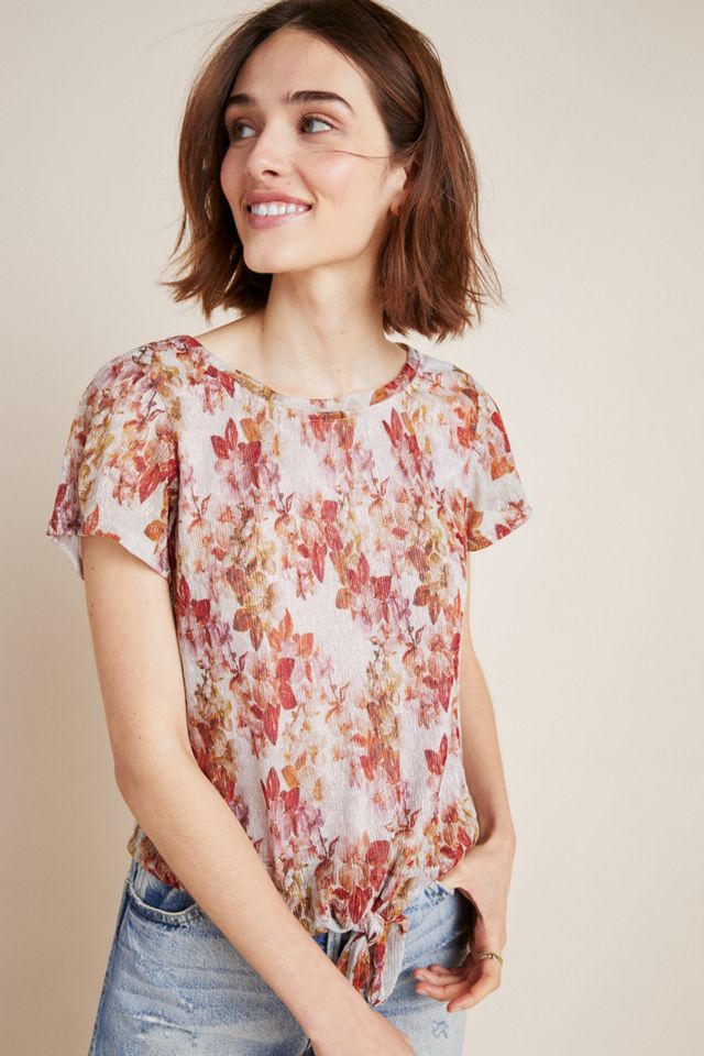 Metallic Floral Top | Anthropologie