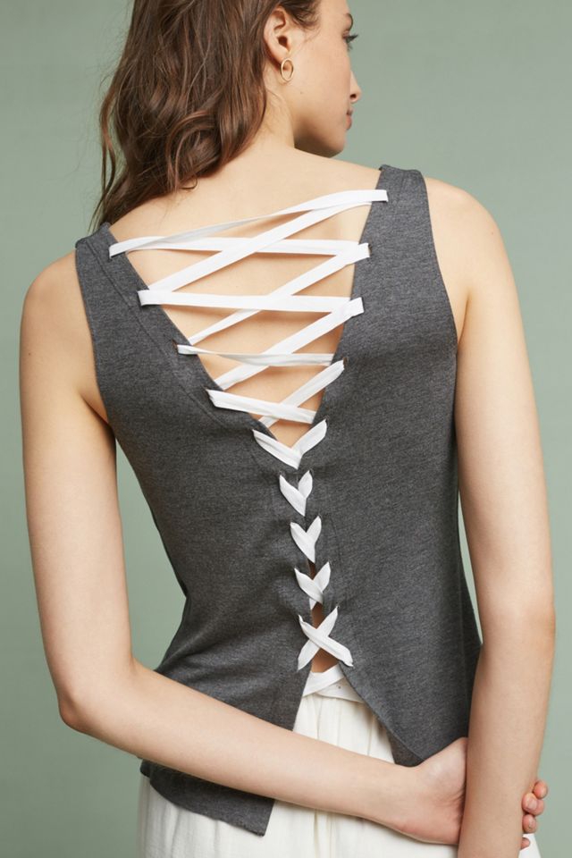 Laced Back V-Neck Tank Top | Anthropologie