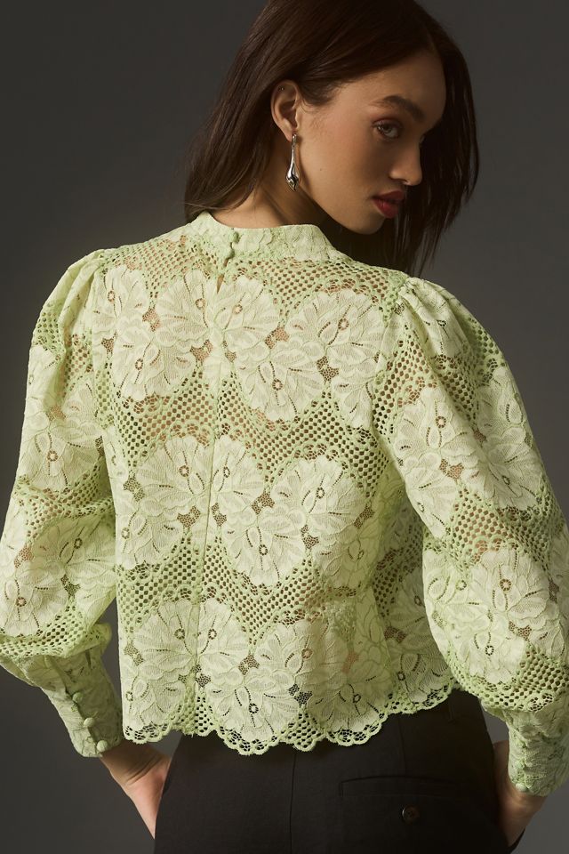 DOLAN Long-Sleeve Mock-Neck Lace Top | Anthropologie