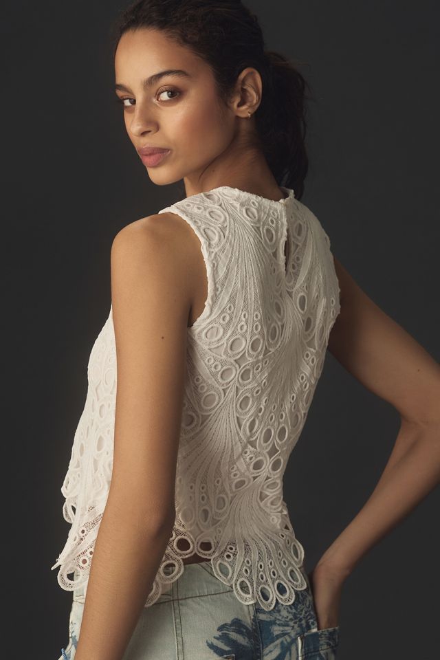 Blue Tassel Eyelet Tank | Anthropologie