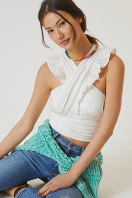 Pleated Ruffle Halter Top | Anthropologie