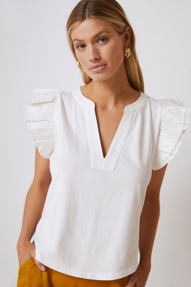 Maeve x Cecilia Pettersson Ruffle-Sleeve Tee | Anthropologie