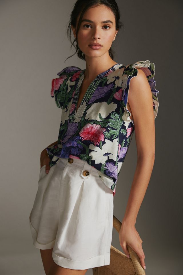 Maeve x Cecilia Pettersson Ruffle Sleeve Tee | Anthropologie UK