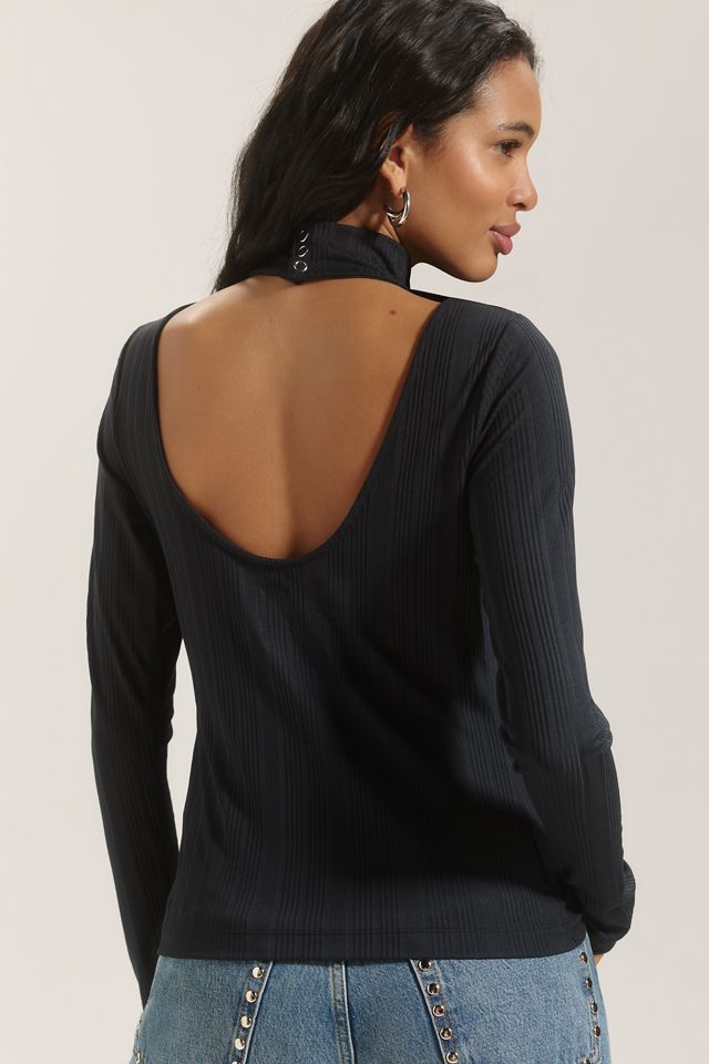 Maeve Long-Sleeve Open-Back Turtleneck Top | Anthropologie