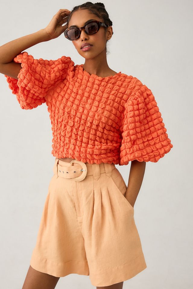Eri + Ali Textured Puff-Sleeve Top | Anthropologie