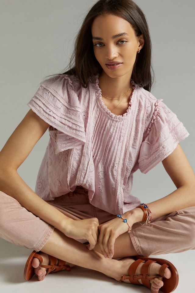 Ruffled Eyelet Top | Anthropologie