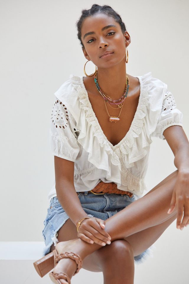 Ruffled Eyelet Top | Anthropologie