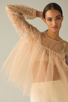 Forever That Girl Embellished Sheer Top | Anthropologie