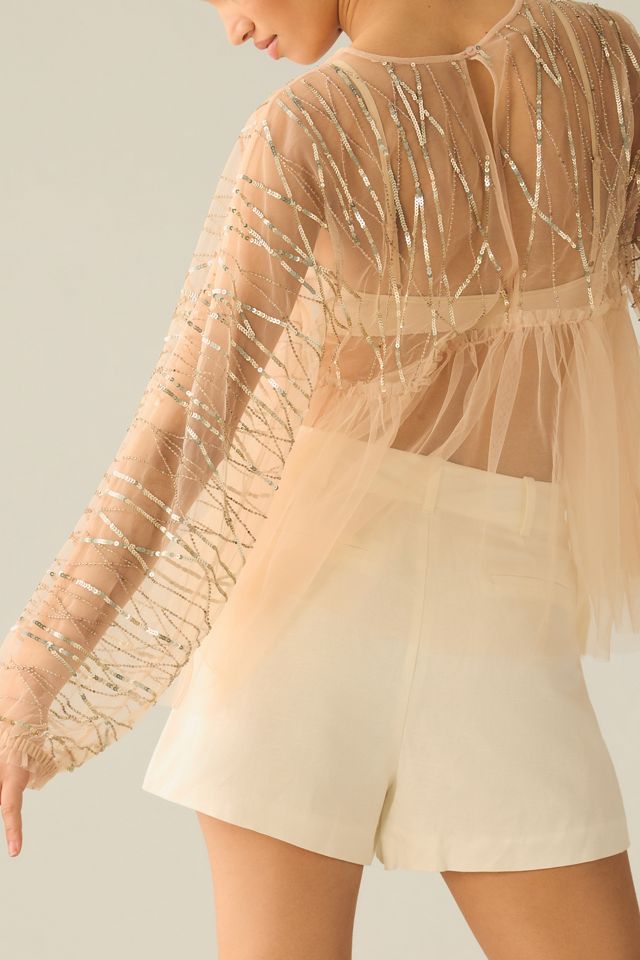 Forever That Girl Embellished Sheer Top | Anthropologie