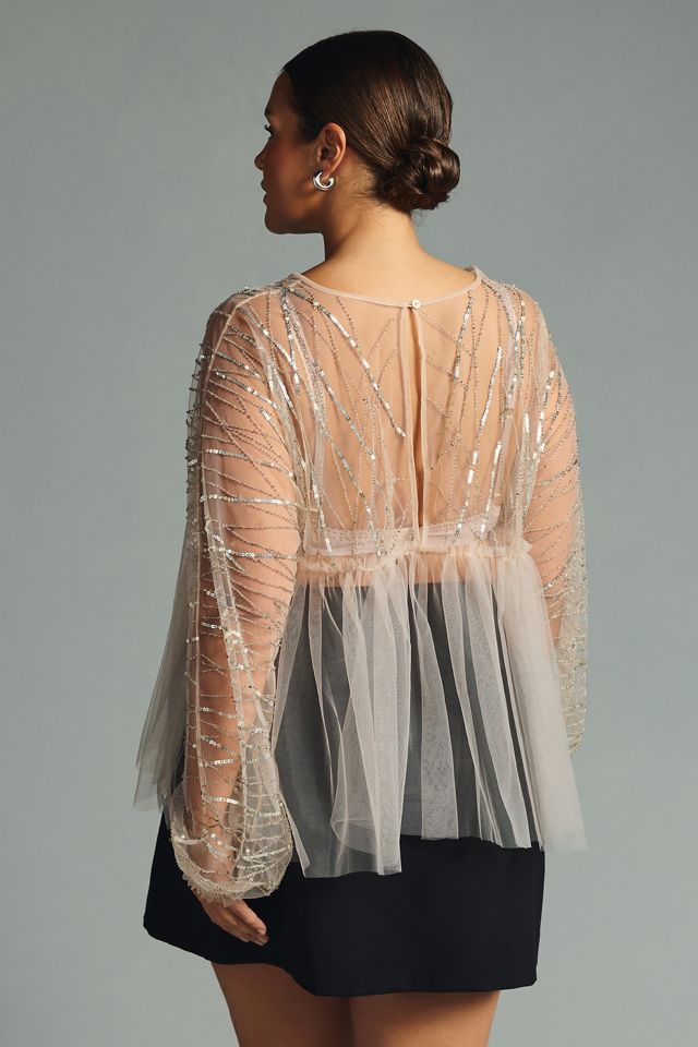 Forever That Girl Embellished Sheer Top | Anthropologie