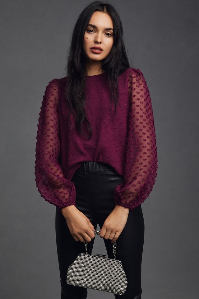 Maeve Textured-Sleeve Top | Anthropologie