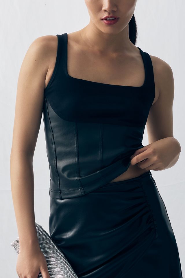 Maeve Faux Leather Corset Tank | Anthropologie