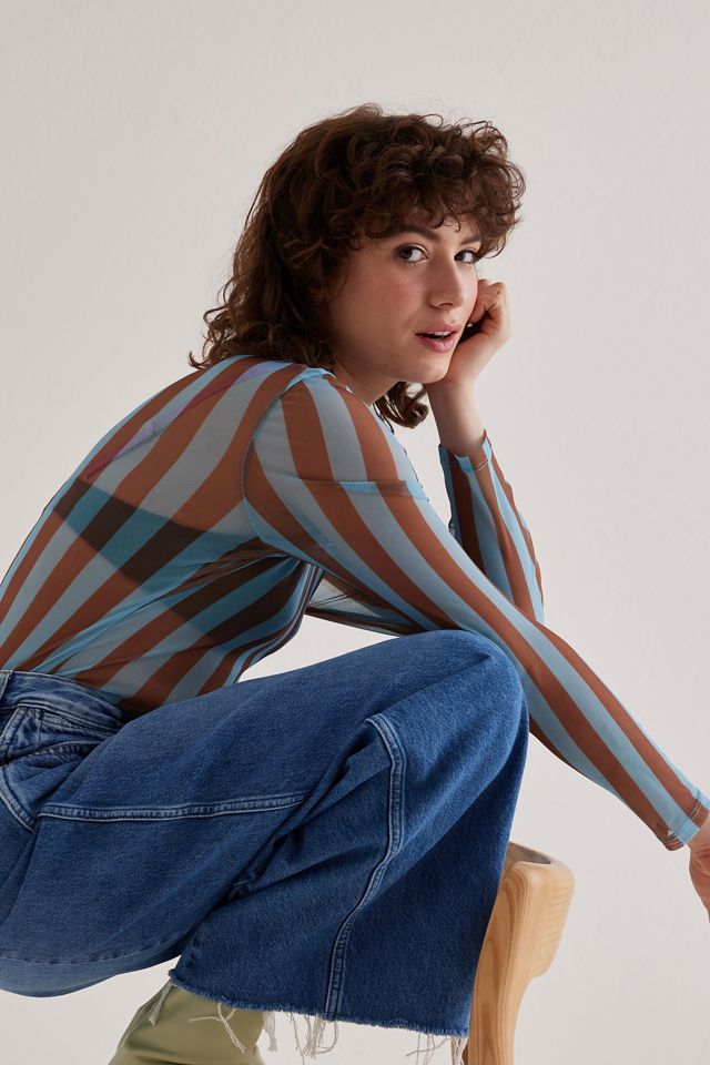 Stripe Mesh Top | Anthropologie UK