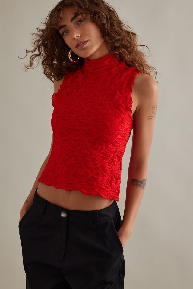 Talia Textured Mock-Neck Tank Top | Anthropologie UK