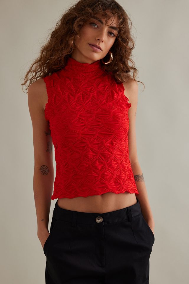 Talia Textured Mock Neck Tank Top Anthropologie Uk