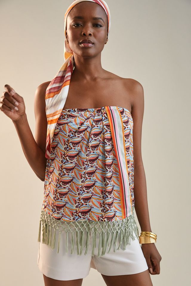 Fringe-Scarf Tube Top | Anthropologie