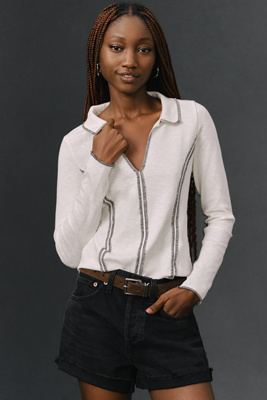Pilcro Stitched Long-Sleeve Top | Anthropologie UK