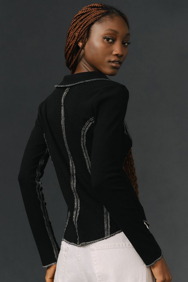 Pilcro Stitched Long-Sleeve Top | Anthropologie