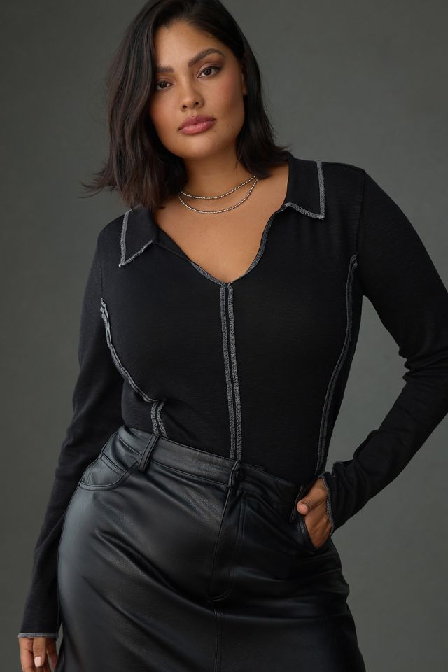 Pilcro Stitched Long-Sleeve Top | Anthropologie