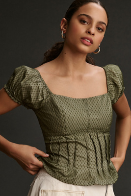 By Anthropologie Puffed Cap-Sleeve Corset Top | Anthropologie
