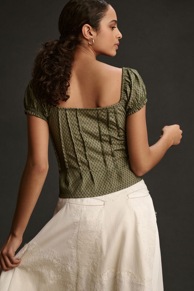 By Anthropologie Puffed Cap-Sleeve Corset Top | Anthropologie