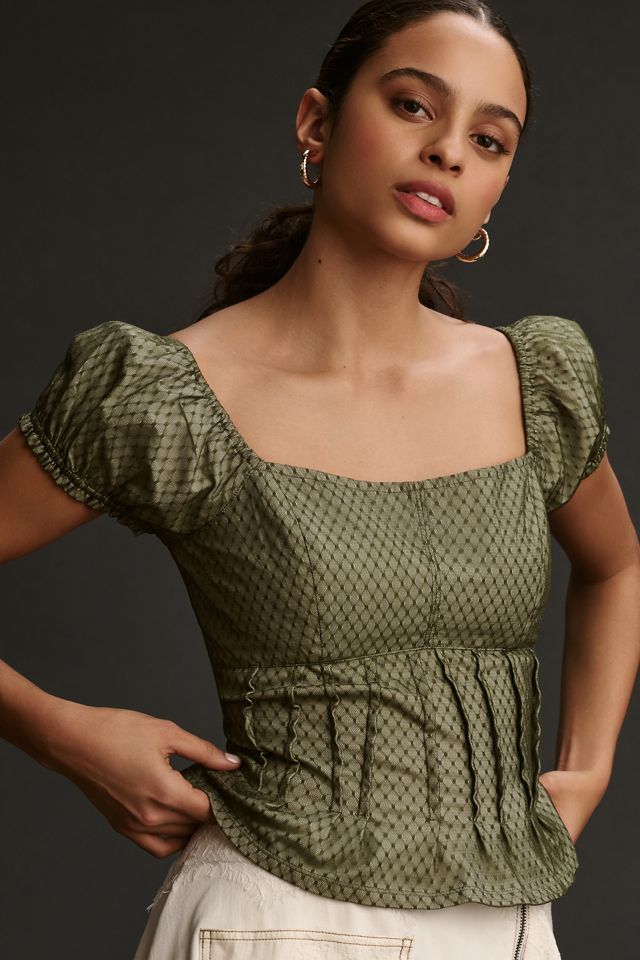 By Anthropologie Puffed Cap-Sleeve Corset Top | Anthropologie