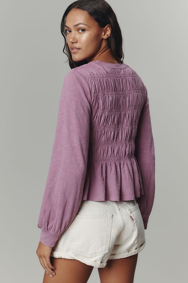 Pilcro Long-Sleeve Smocked Top | Anthropologie