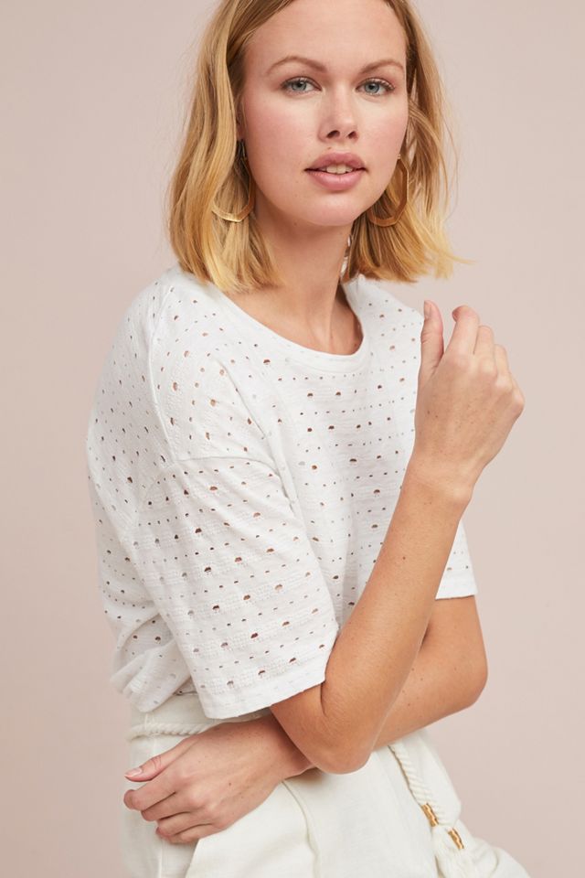 Eyelet Crew Neck Tee | Anthropologie