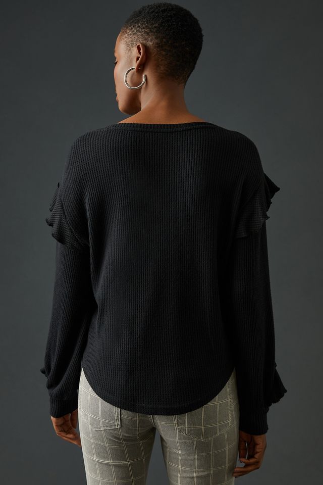 Pilcro Ruffled V-Neck Top | Anthropologie