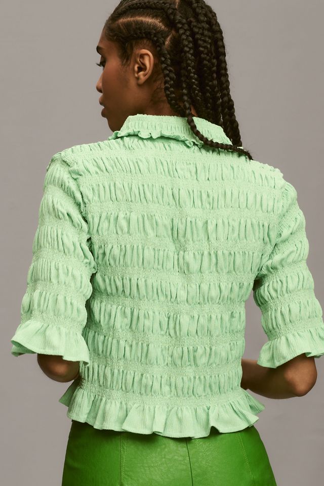 Maeve Smocked Button-Front Top | Anthropologie